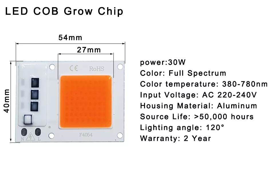 Led Cob 220V 50W 30W 20W grow light hydroponic hpl chip IC tanpa driver ...