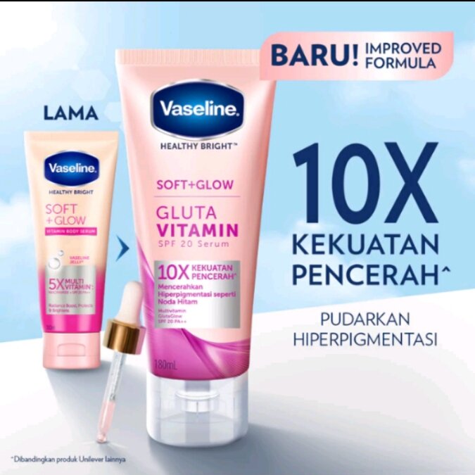 Vaseline Soft Glow Gluta Vitamin SPF 20 Body Serum Niacinamide 100ml ...