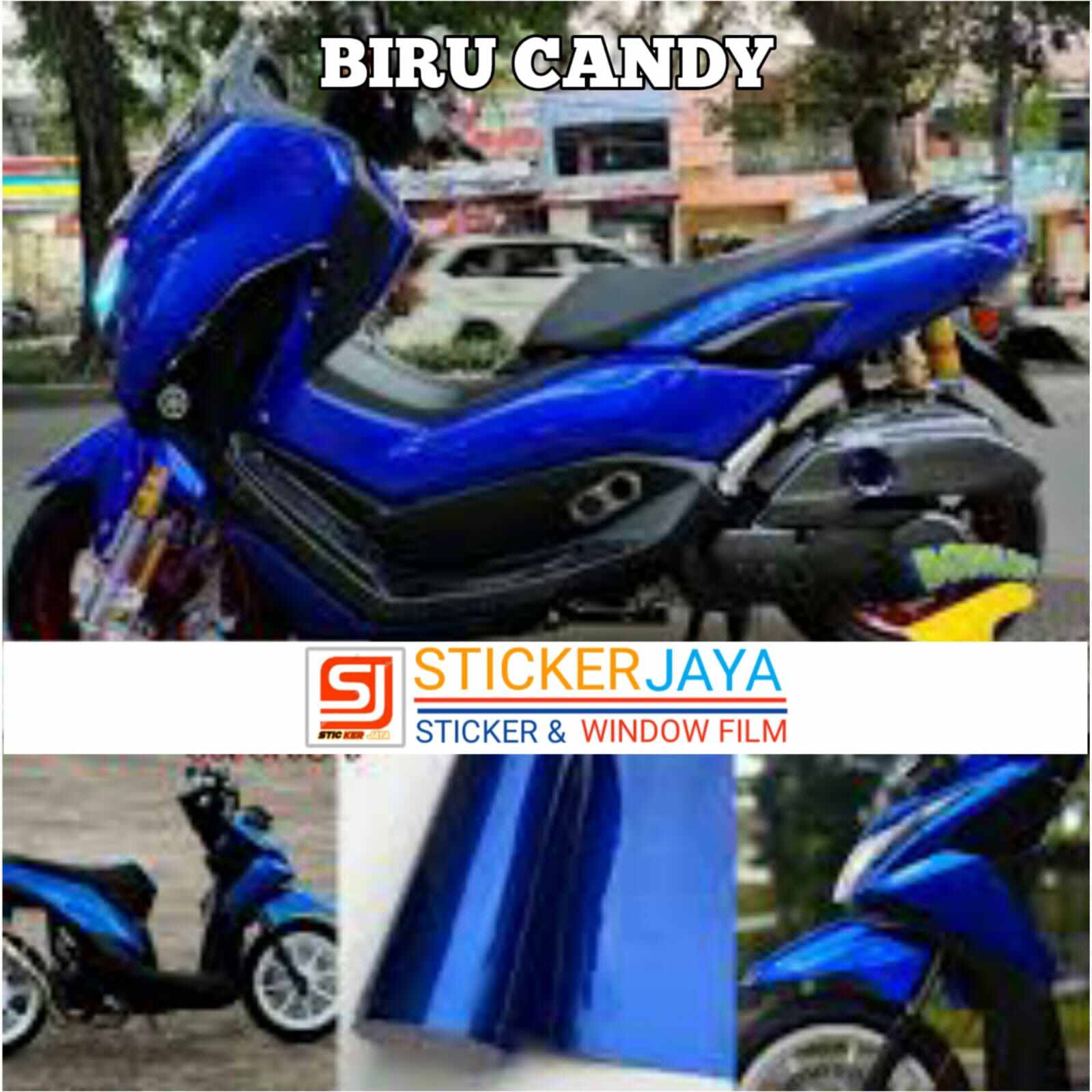 Stiker skotlet biru candy stiker biru metalik candy untuk body motor ...