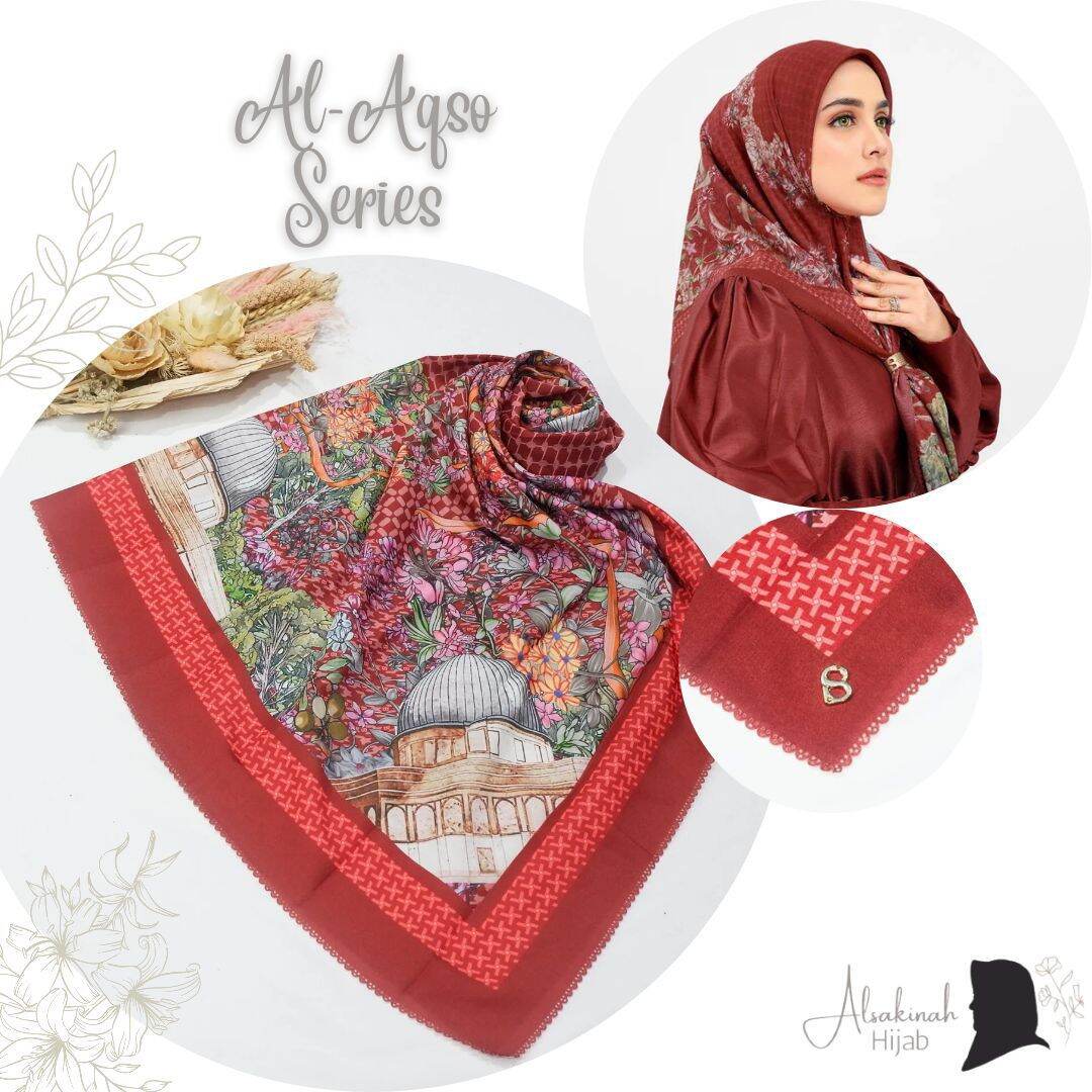 Al-aqsha series hijab buttonscarves Lasercut titik3 semi ori/ Logo Plat ...