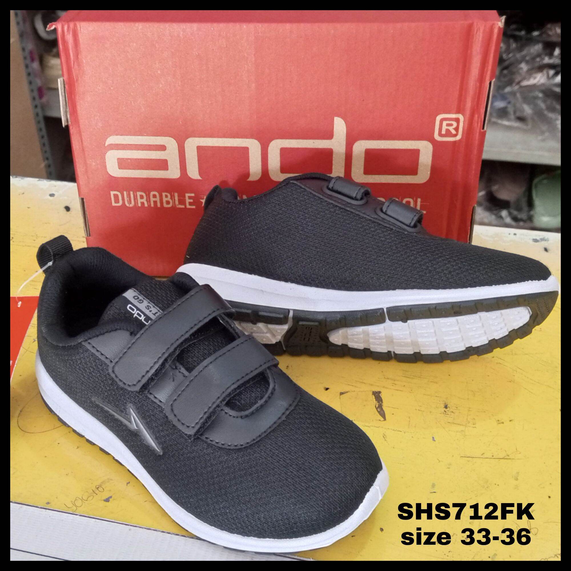 Shs712 sepatu sekolah Ando hitam putih tali dan velcro Sepatu Sneakers ...