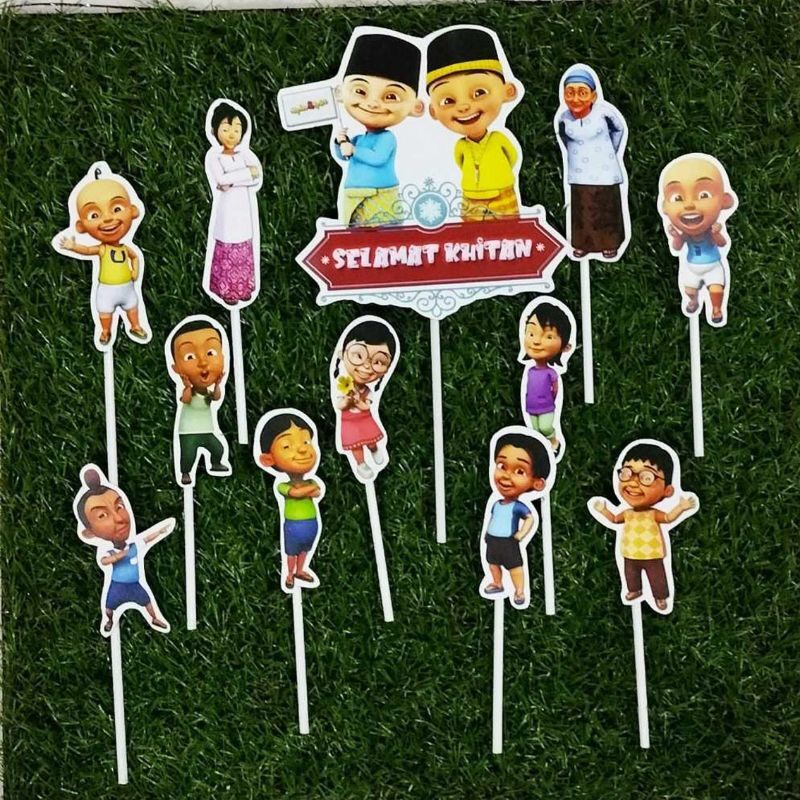 1 set topper toper tusukan hiasan kue cake nasi tumpeng selamat khitan ...
