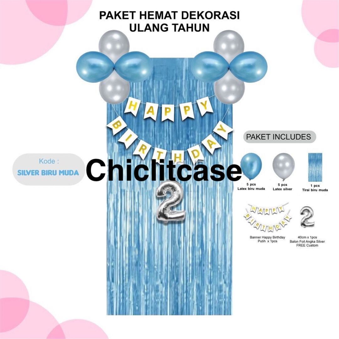 Paket set dekorasi ulang tahun/balon ulang tahun happy birthday tirai ...