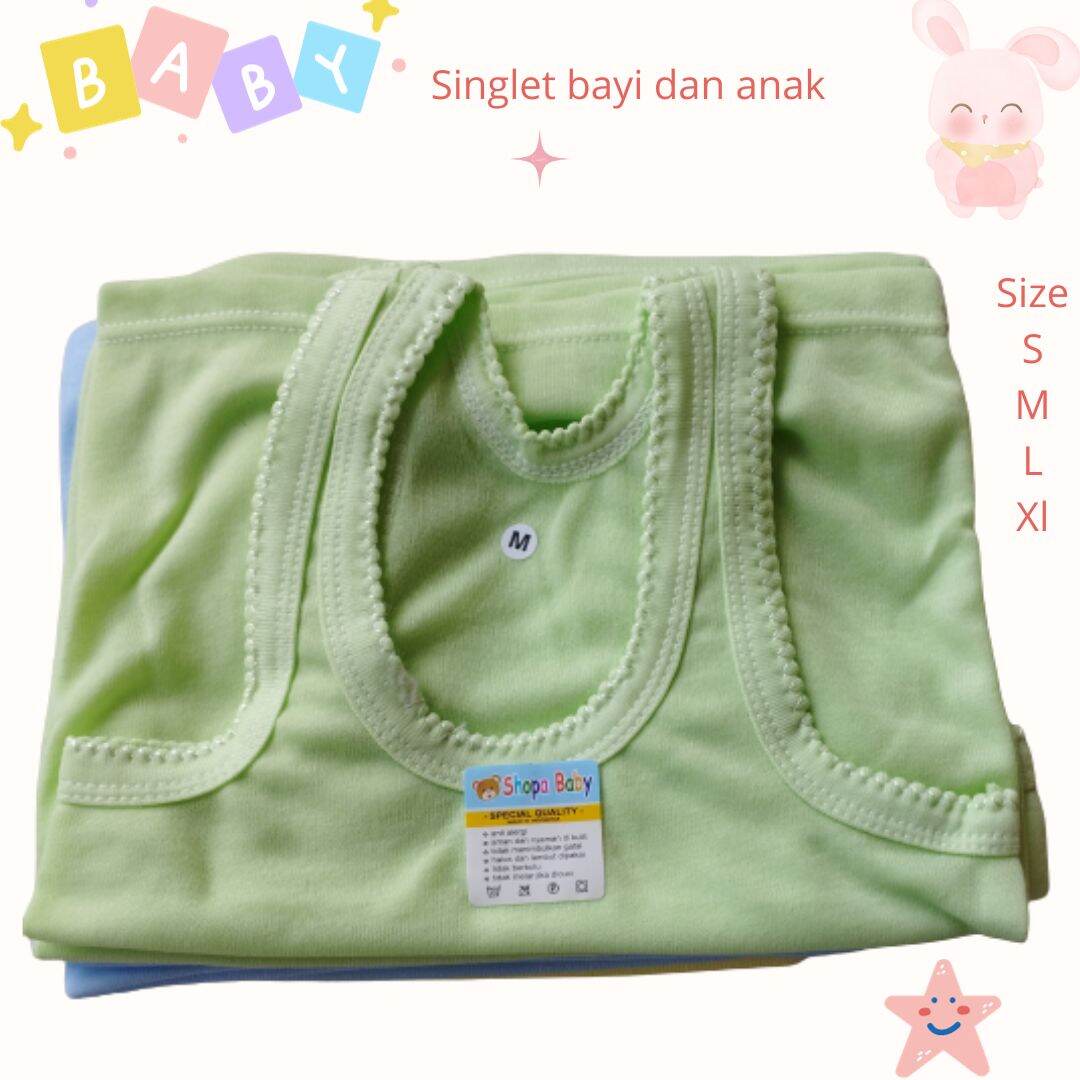 singlet bayi dan anak laki laki perempuan lusinan murah S M L XL warna ...