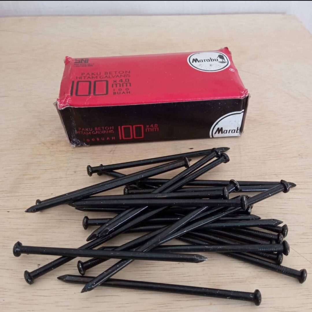 Paku Beton Baja Hitam Marabu 10cm 100mm HARGA PERKOTAK / Paku Beton Hitam / Paku Baja Marabu ...