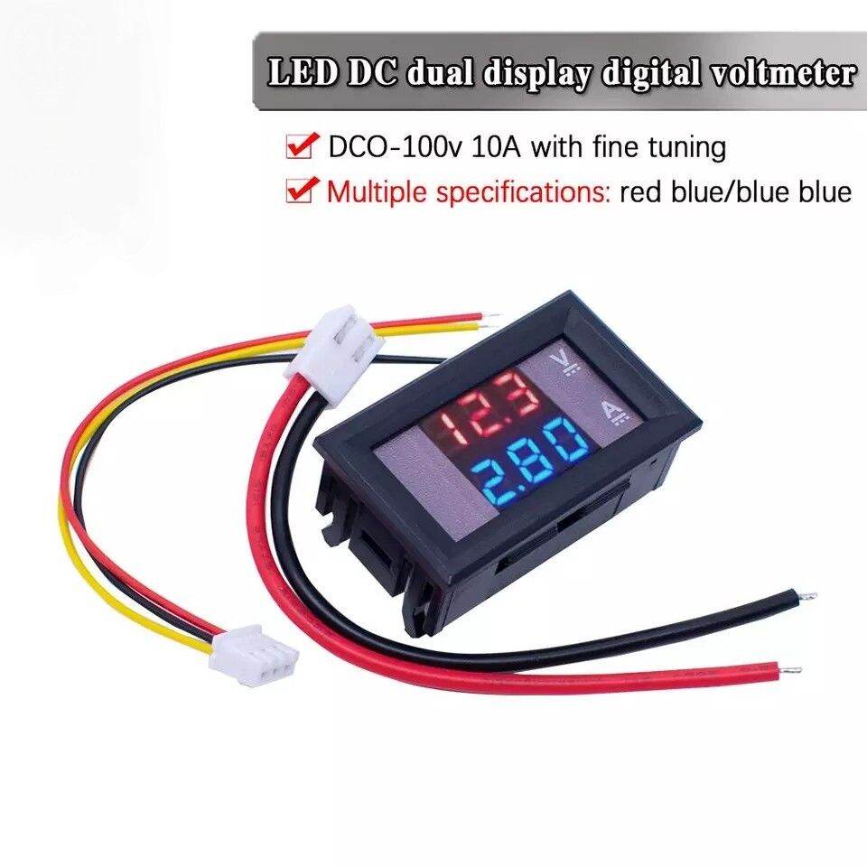 VoltMeter AmpereMeter Digital DC 0-100V 10A Dual Display Volt Meter 0 - 100V + Ampere Meter 10A ...
