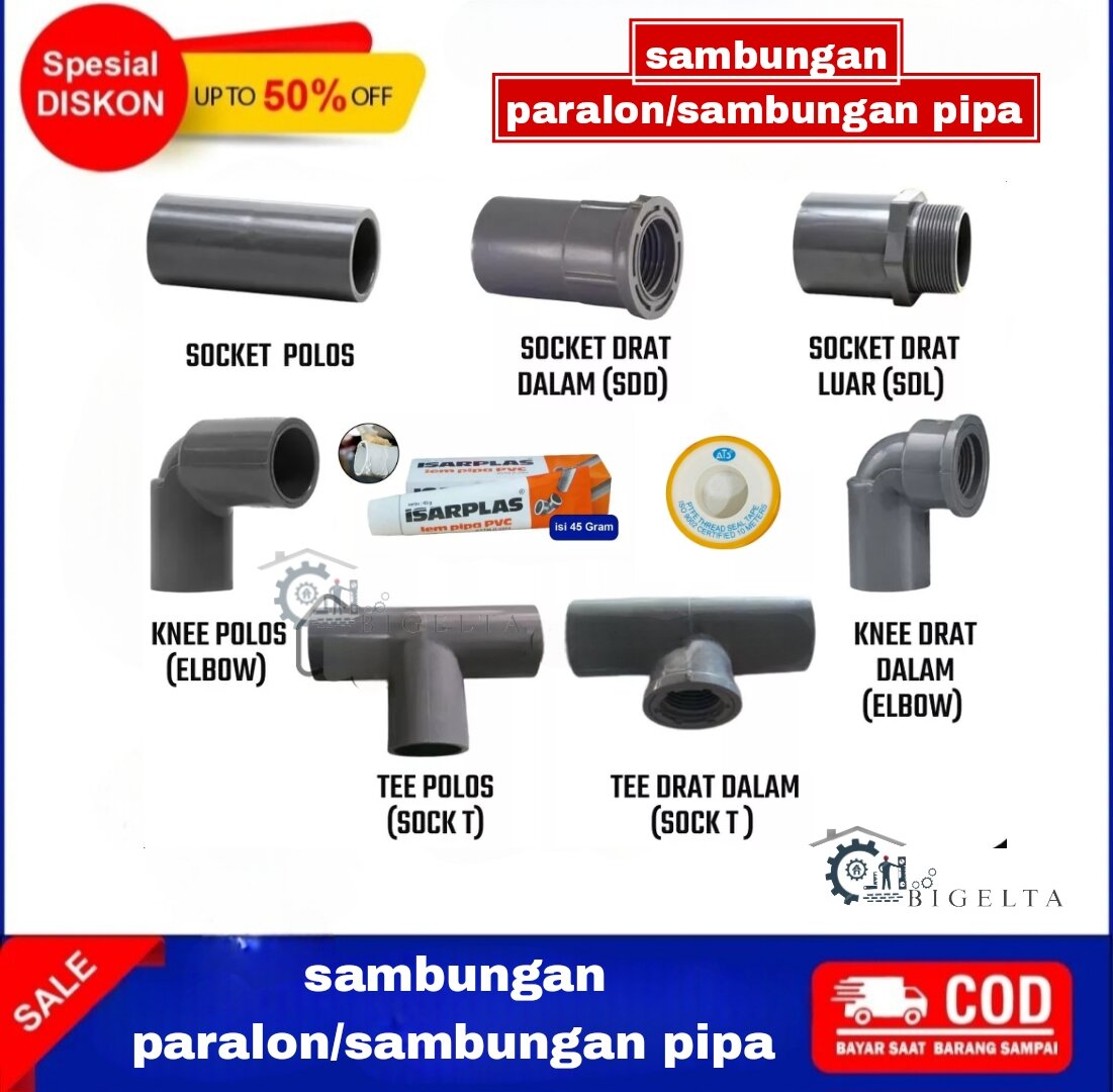 sambungan pipa air pvc sambungan paralon sambungan pipa 3/4&1/2in kuat dan berkulitas | Lazada ...