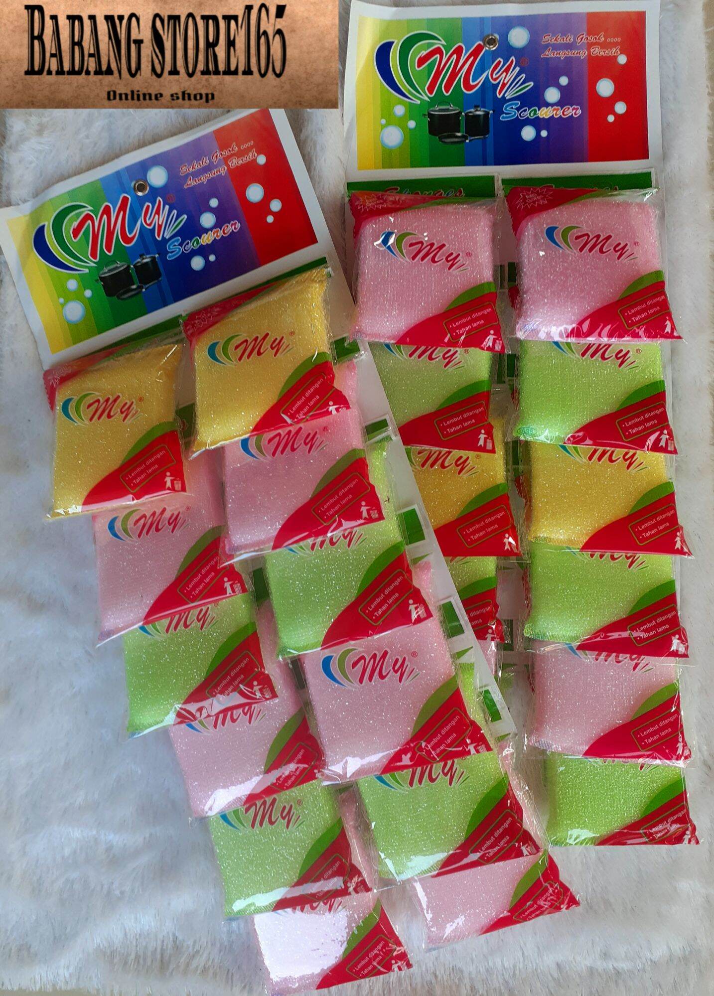 spons busa cuci piring warna 1pak isi 12pcs spon warna cantik | Lazada ...