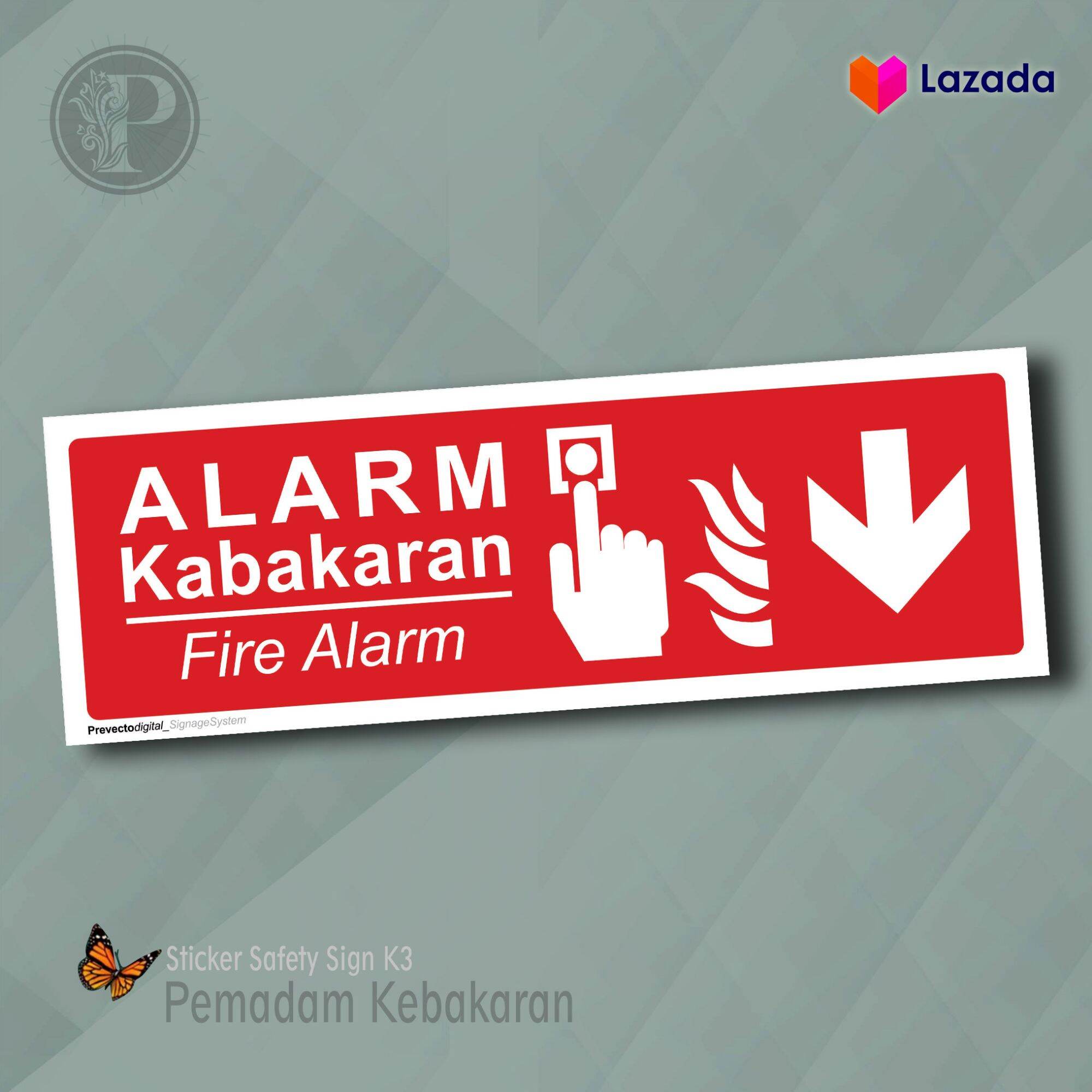 Sticker Safety Sign K3 Alarm Kebakaran/Fire Alarm Sticker Sign Arah ...