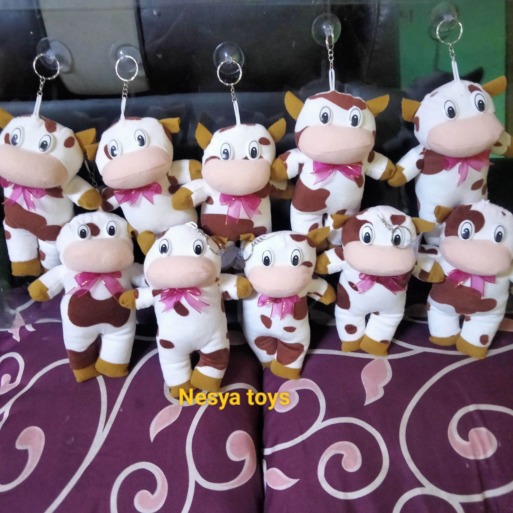 Boneka sapi lucu,isi 10 gantungan kaca mobil,boneka gantungan kunci ...
