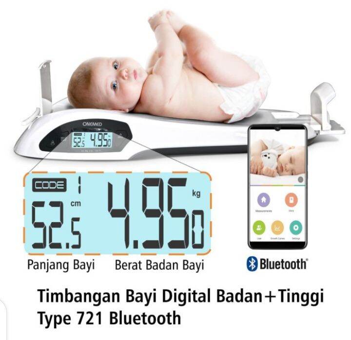 timbangan bayi digital bisa ukur tinggi badan tipe 721 bluetooth ONEMED ...