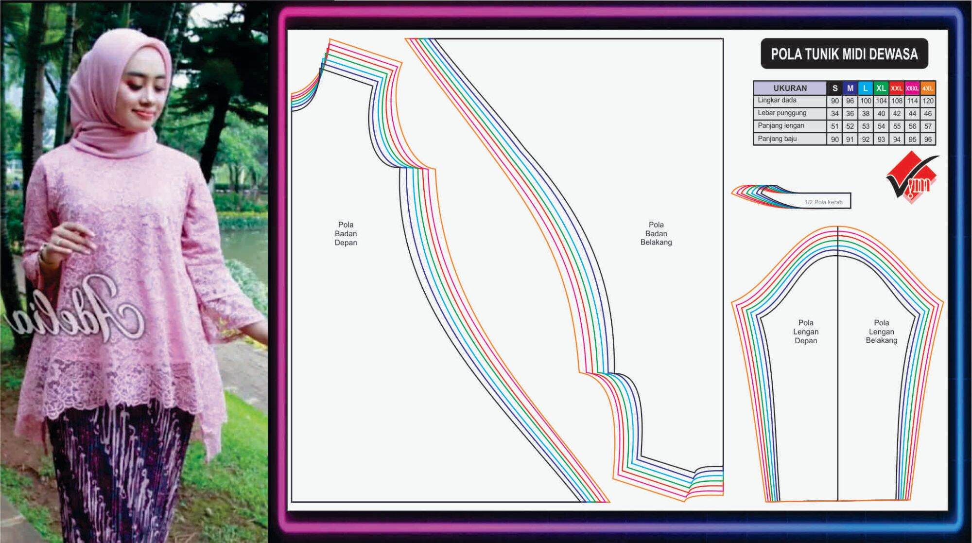 POLA JIPLAK TUNIK MIDI DEWASA | Lazada Indonesia