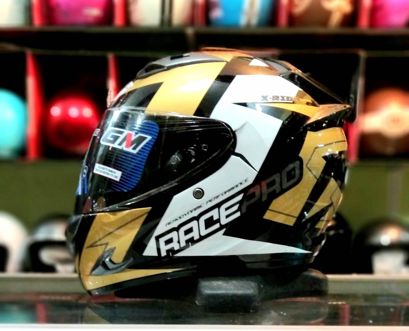 Gm Helm GM Pro full pace Gold Original visor Hitam smock drack Official ...