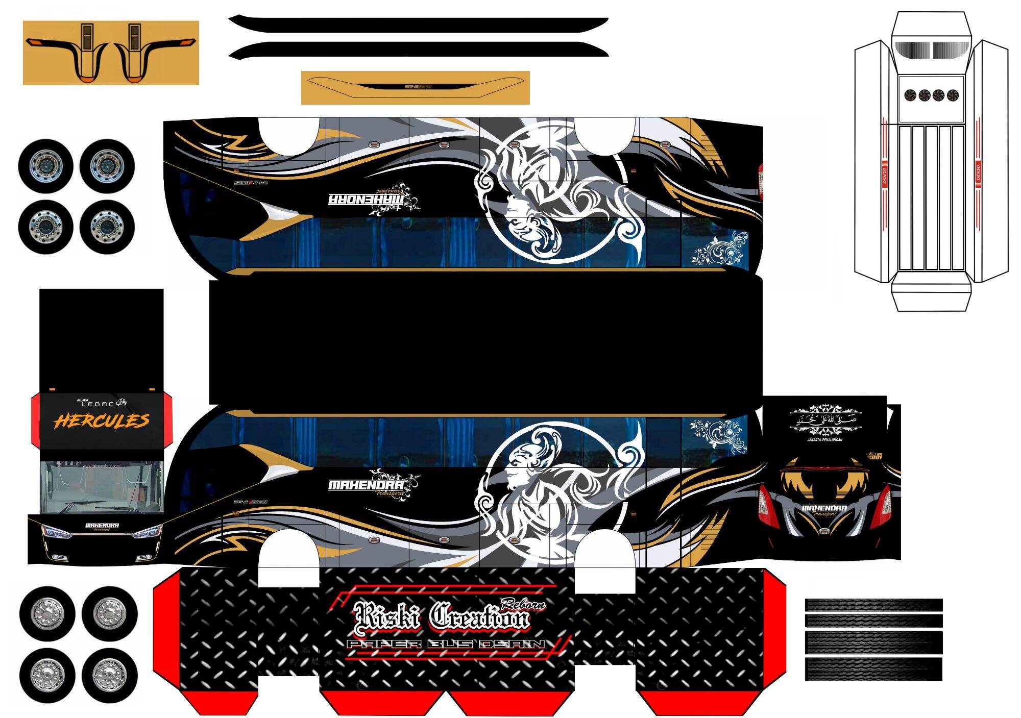 Pola papercraft bus laminasi glossy harga promo/lembaran papercraft bus ...