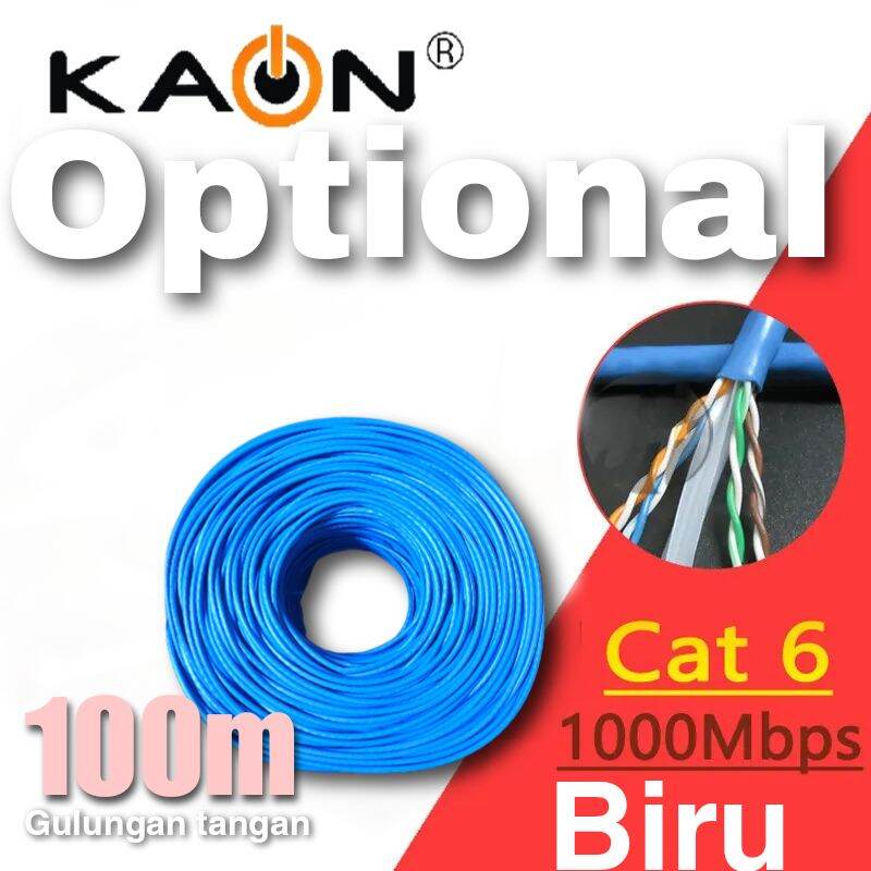 Kabel LAN UTP CAT 6 100 meter gulungan tangan CAT-6 Gigabit Network ...