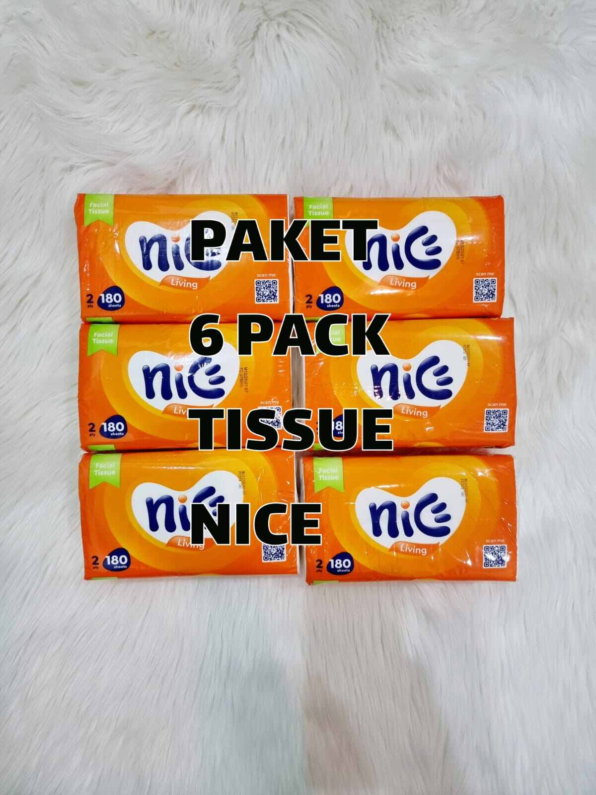 Paket Tissu 6 Pack Tisu Murah Nice Facial Tissu 180 Sheets