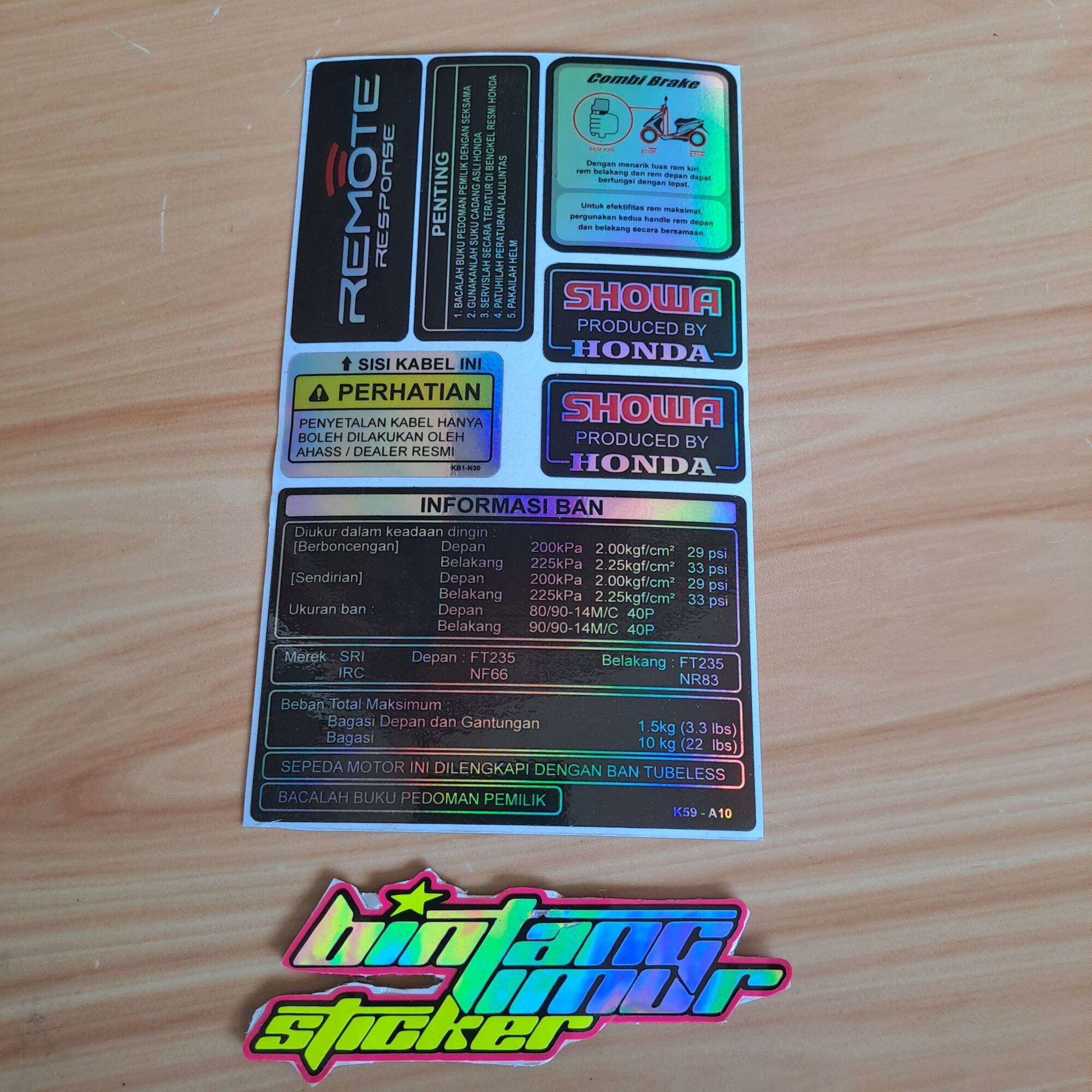 STICKER STIKER PERINGATAN MOTOR HONDA MATIC NEW PRINTCUT | Lazada Indonesia