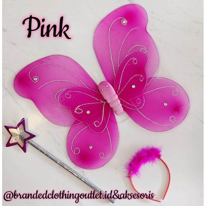 SAYAP PERI 1 SET ( 3 IN 1 ) NON LED / SAYAP PERI DOUBLE KUPU-KUPU ...