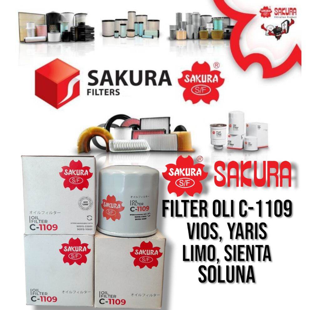 Oil Filter Oli Vios Yaris Limo Sienta Soluna Sakura C-1109 | Lazada ...