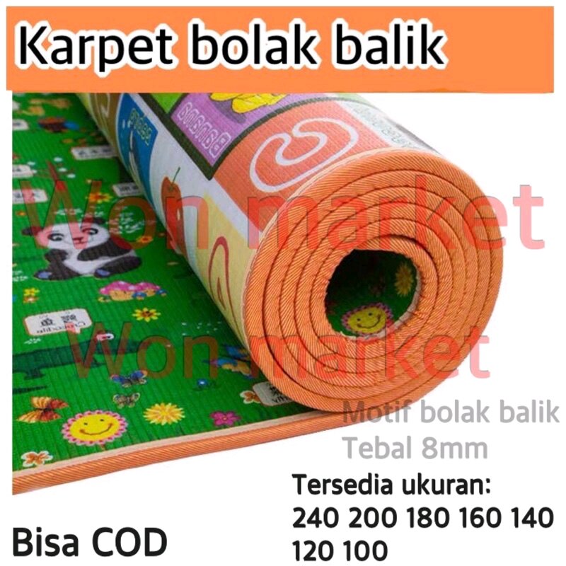 karpet FOAM PE tebal motif bolak balik ukuran 240, 200, 180, 160, 140 ...
