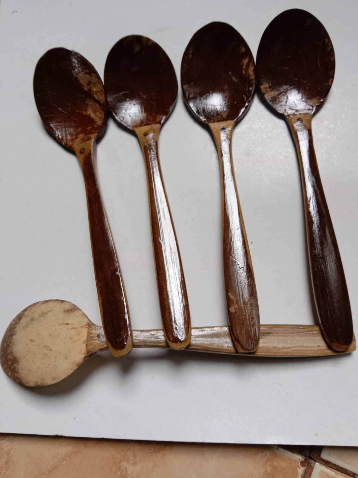 1lusin SENDOK MAKAN UNIK ALAMI DARI BATOK KELAPA DAN BAMBU HITAM ...