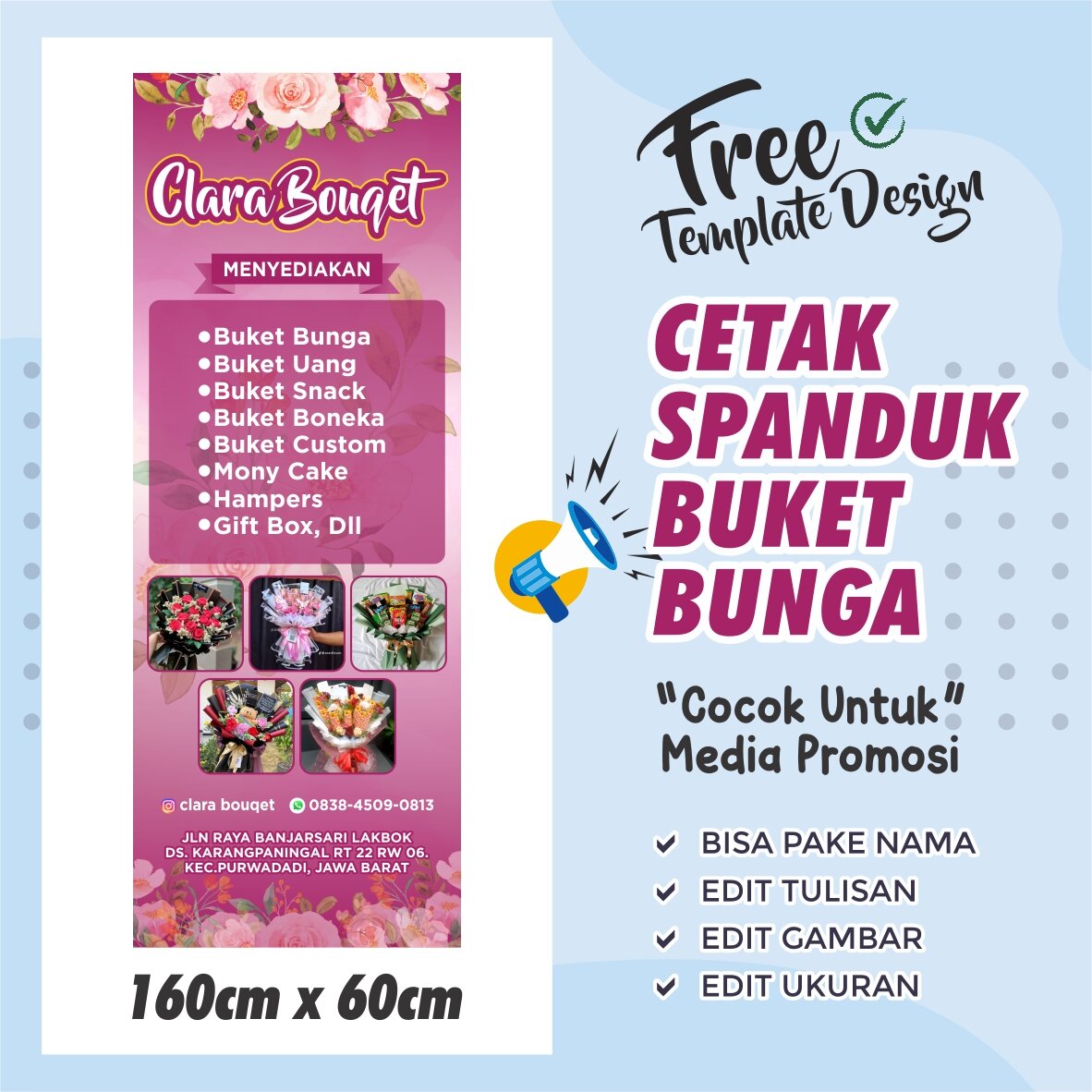 Banner Spanduk BUKET BUNGA 160 X 60 cm BISA DI EDIT | Lazada Indonesia
