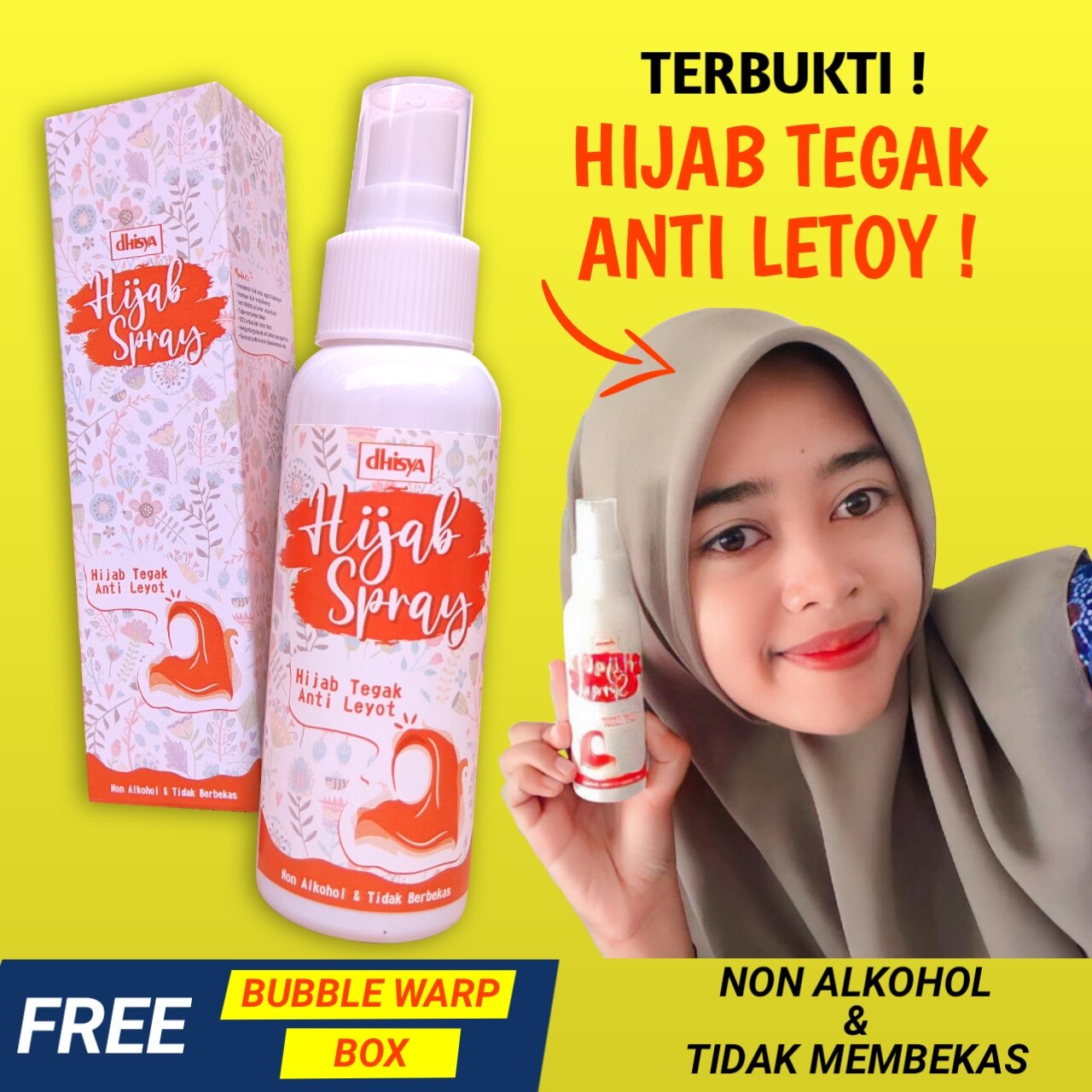 dhisya hijab spray penguat hijab jadi tegak wangi penegak jilbab anti ...