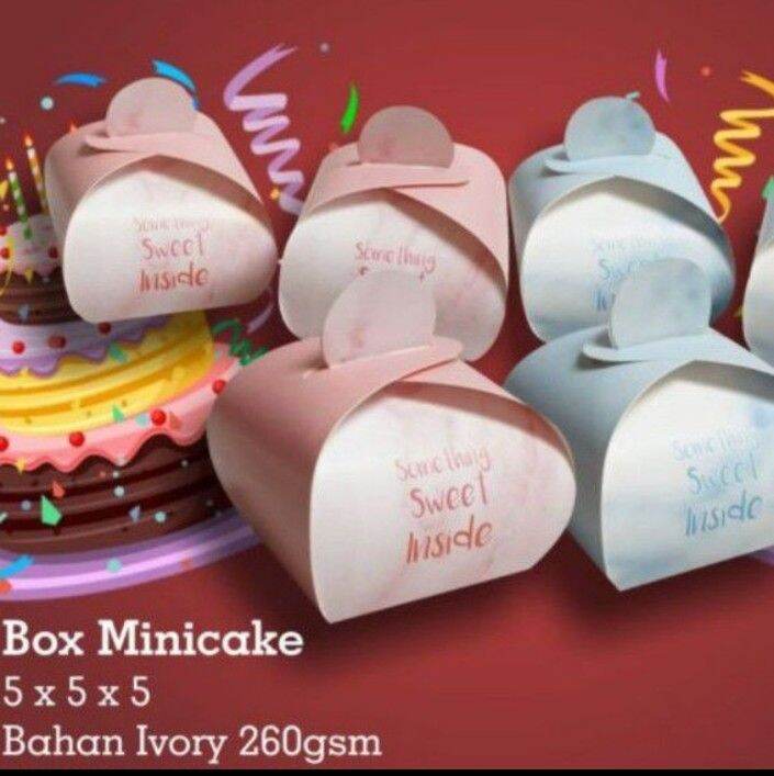 10 pcs Box Mini Cake Kotak Kue Mini 5x5 Box Kue Pink Girl Box Biru Boy ...