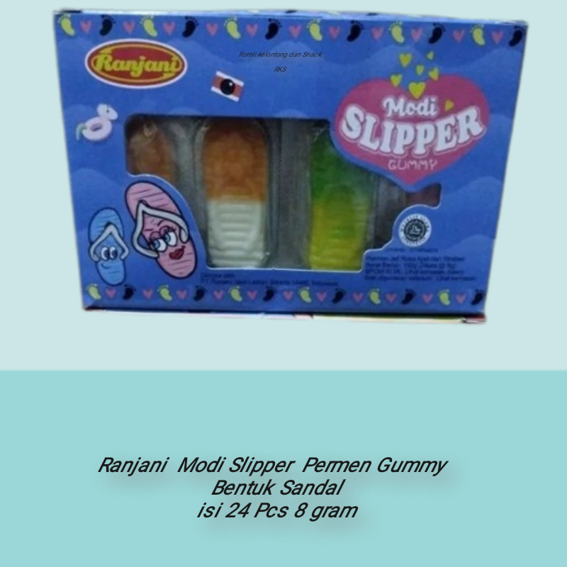 Ranjani Gummy Candy Modi Slipper Aneka Rasa ( 1 box isi 24 pcs x 8g ...