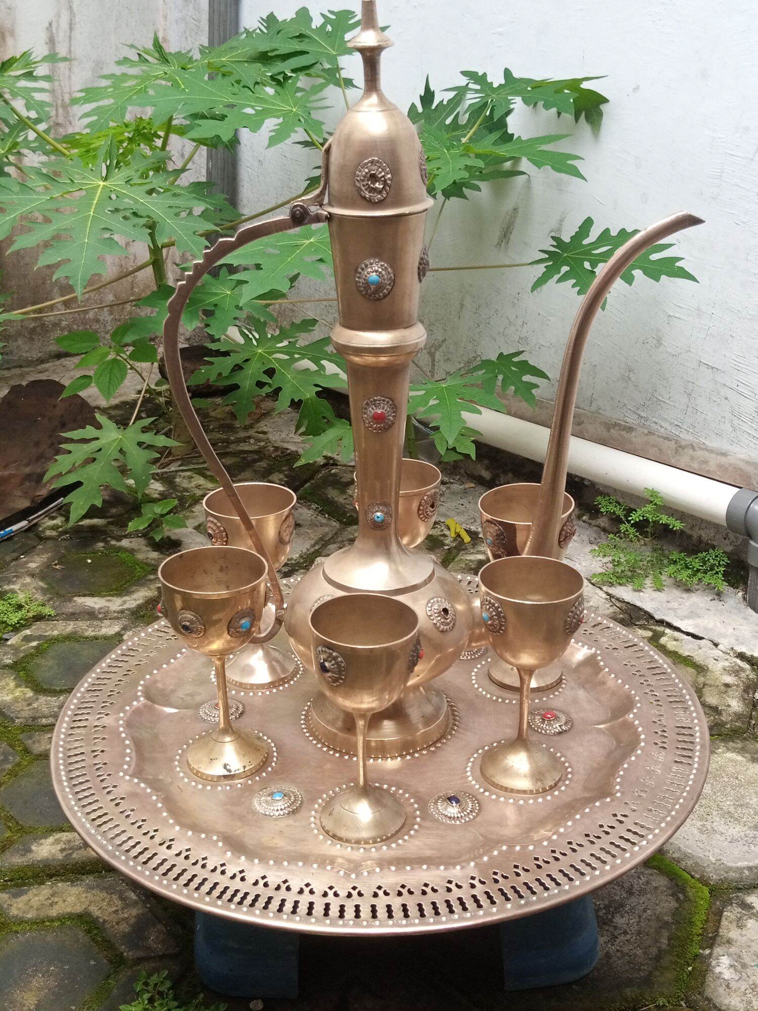 Pajangan set teko arab bahan kuningan size jumbo teko kuningan india ...