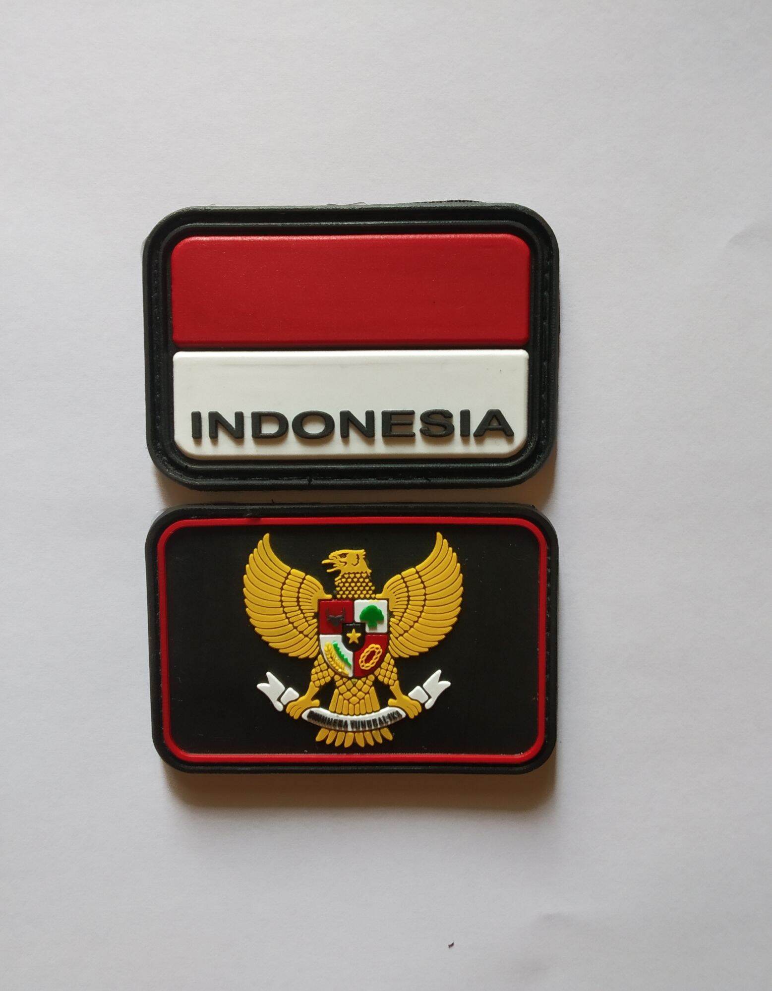 patch rubber satu set bendera merah putih tulisan + lambang garuda ...