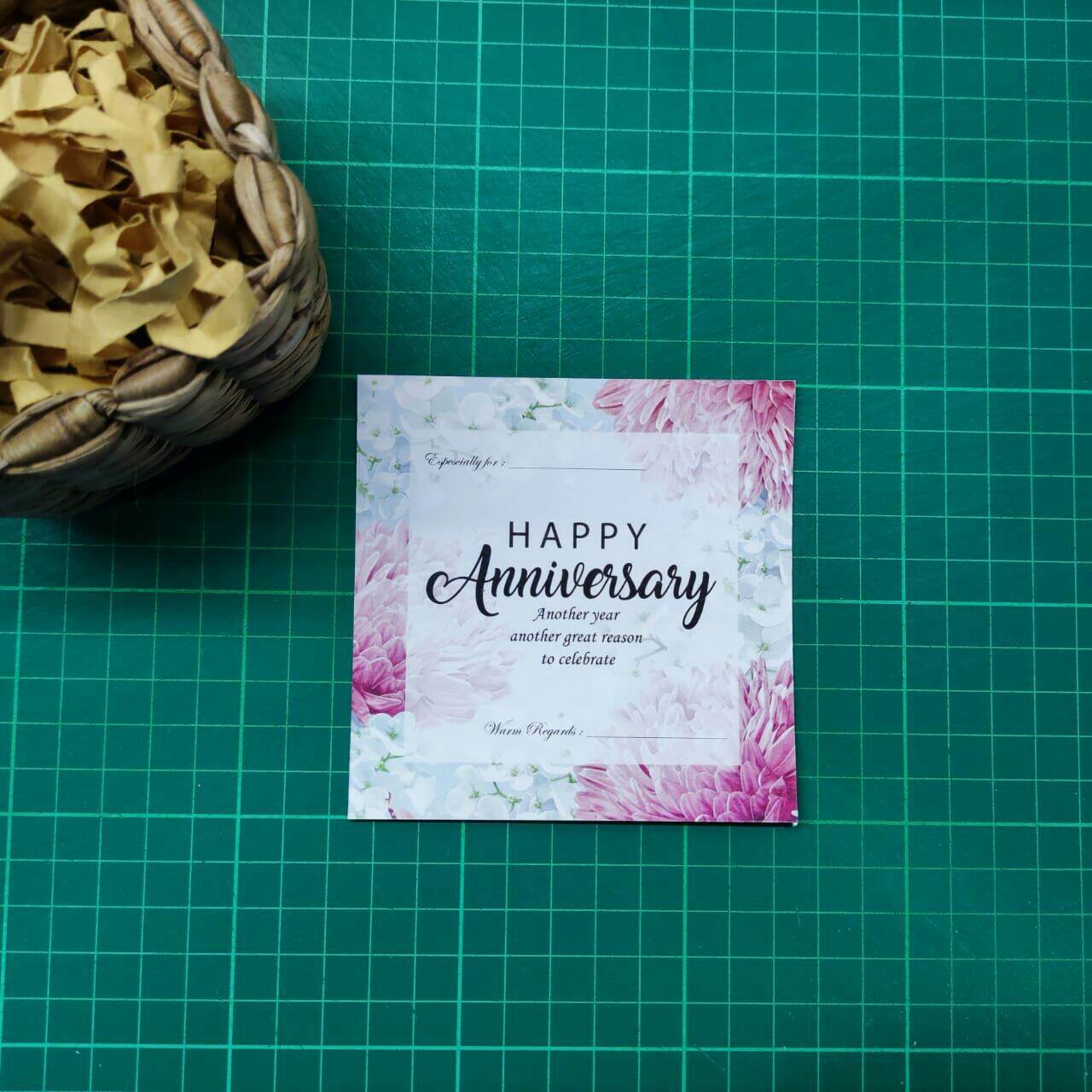 kartu tag hampers happy anniversary 12 pcs uk 10x10cm | Lazada Indonesia