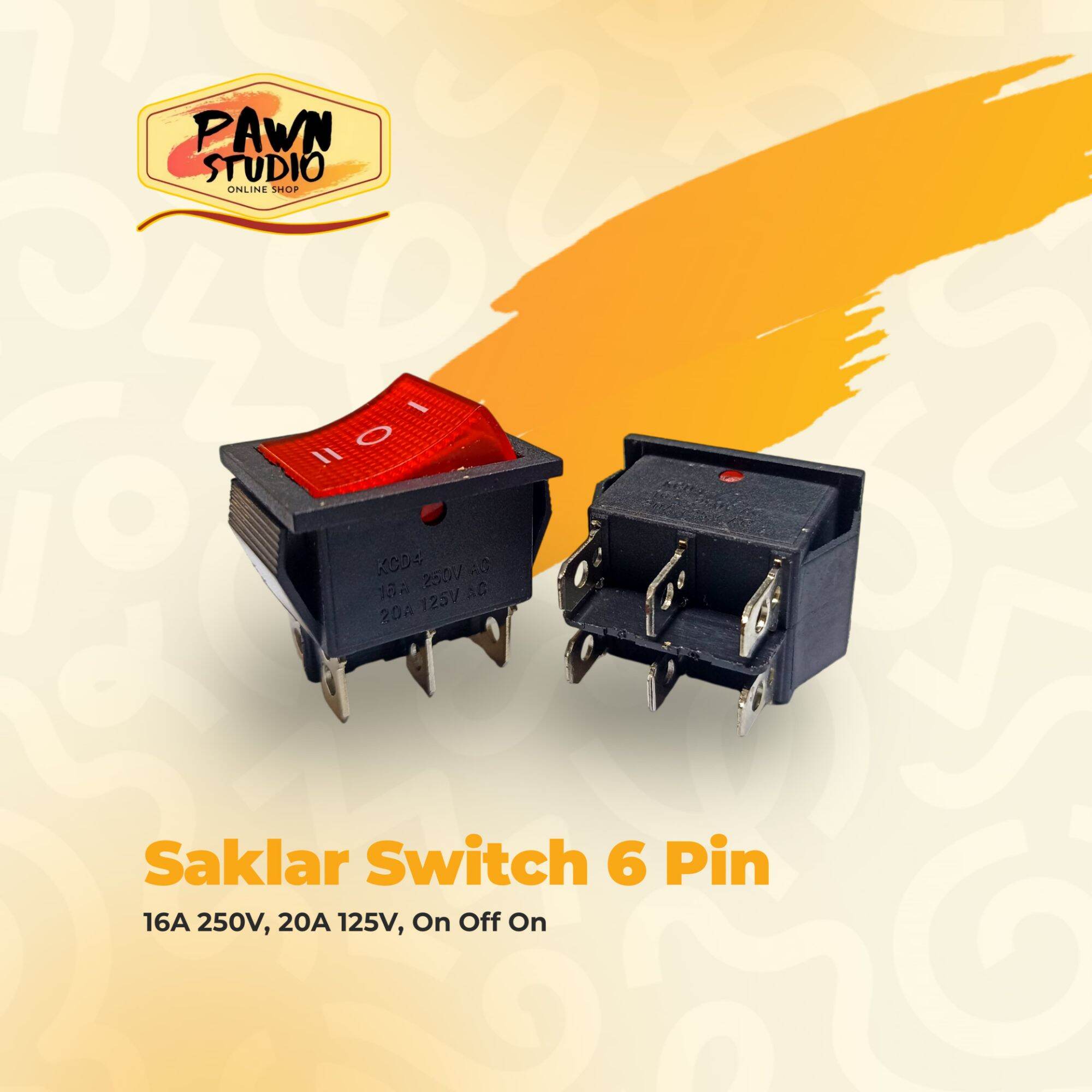 Rocker Switch Saklar Switch On Off On 6Pin 6 Pin Besar + Lampu | Lazada ...
