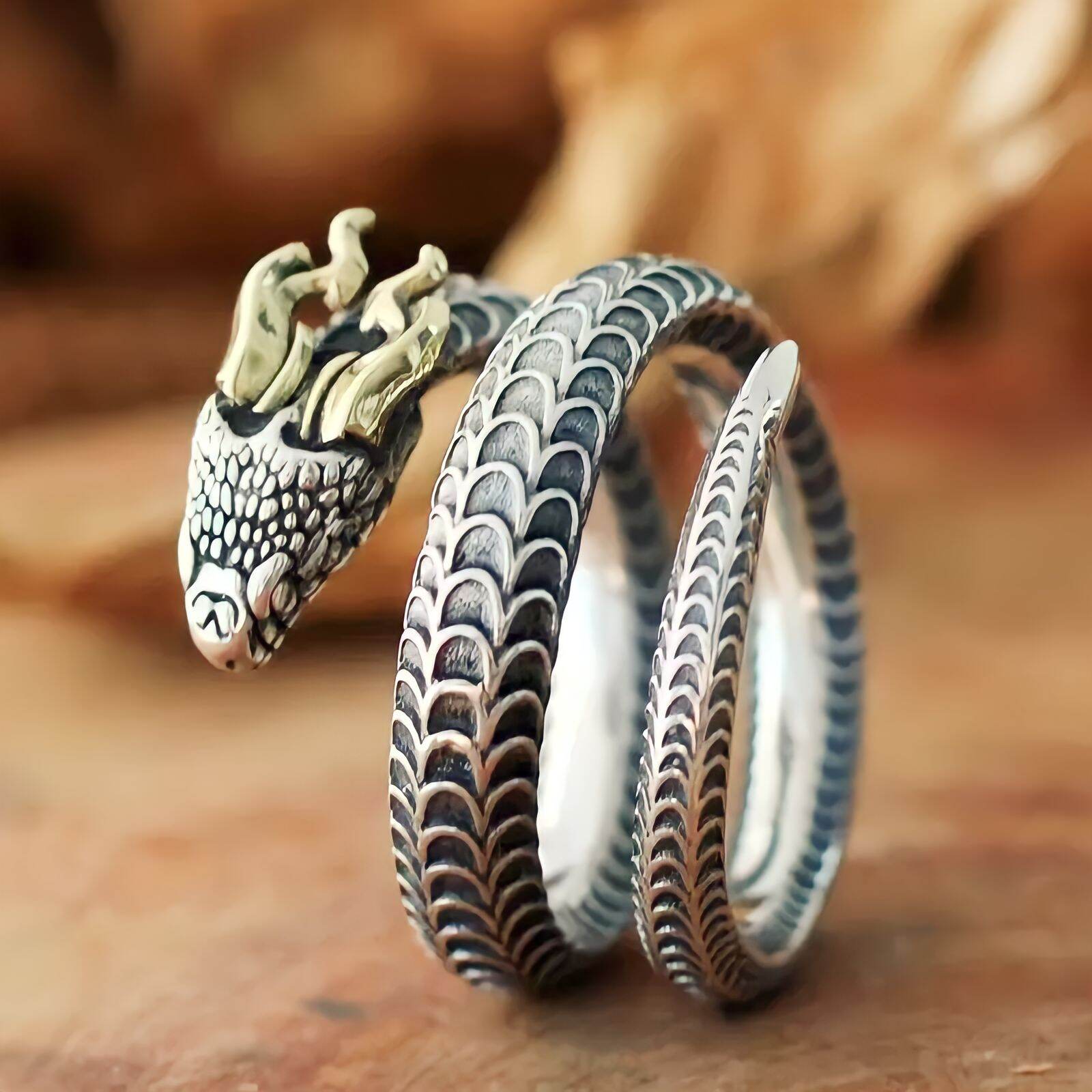 Cincin Elegan Desain Naga Ular Tanduk Kuning (Adjustable) | Lazada ...