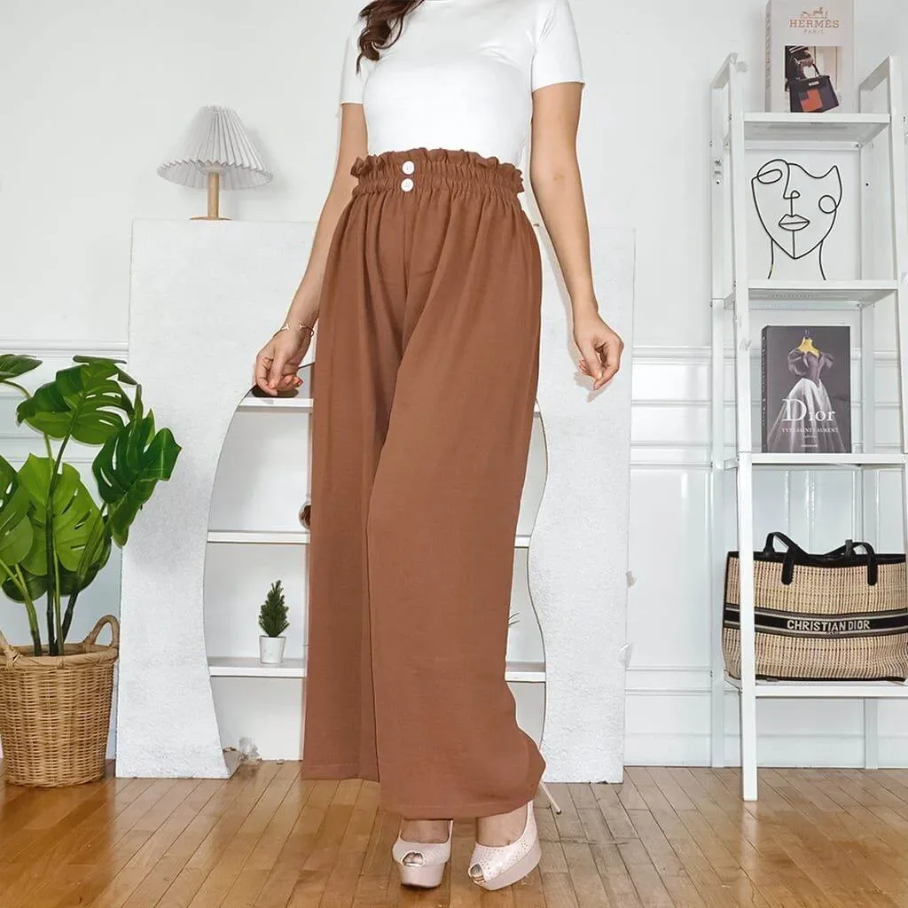 Celana kulot kerut kancing depan kulot style bahan melar celana kulot ...