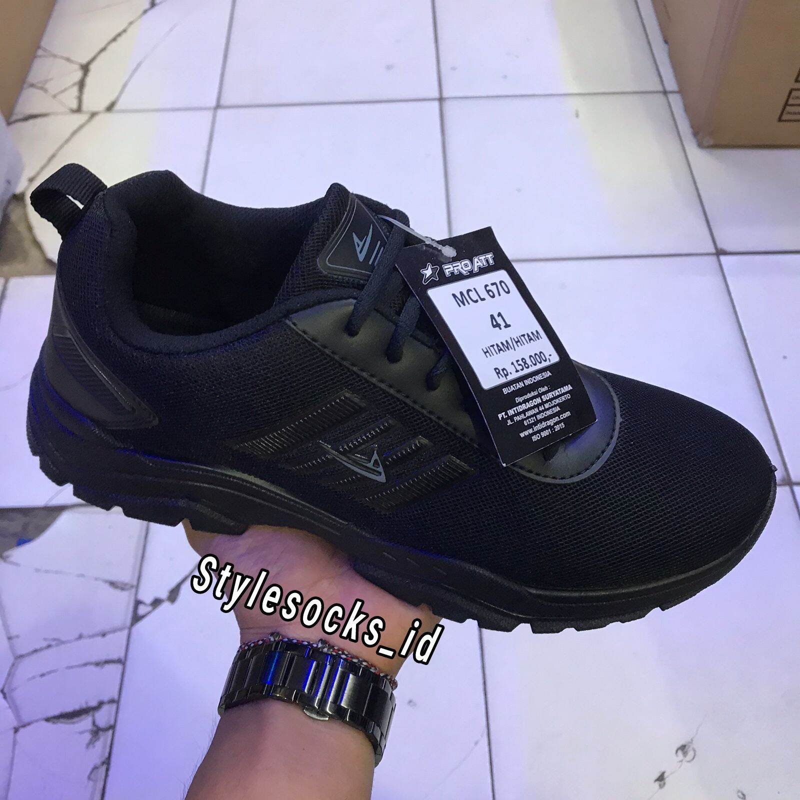 SEPATU PRO ATT HITAM POLOS SEKOLAH KERJA / SEPATU RUNNING HITAM TERBARU ...