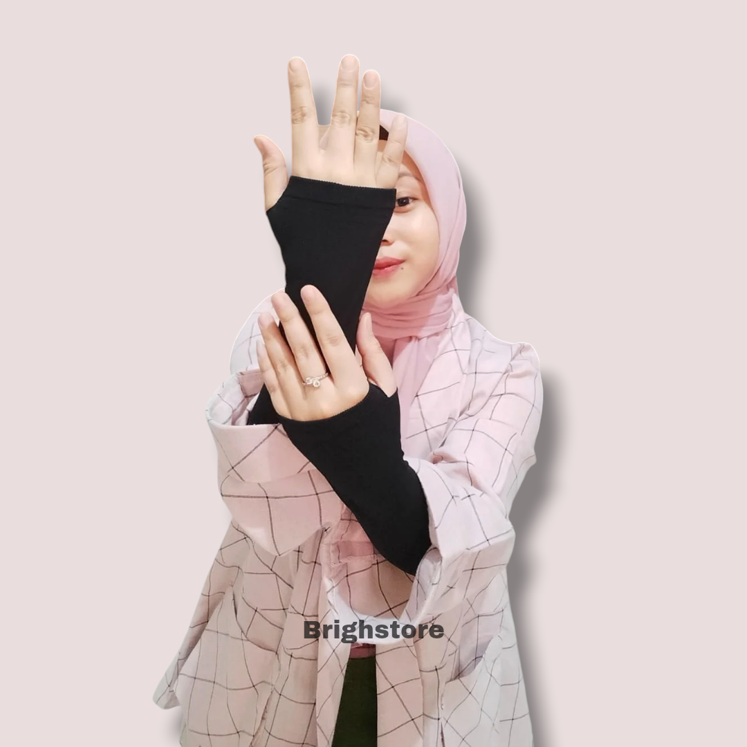 Manset Tangan Panjang Wanita Pria Handsock Mangset Jempol Muslimah ...