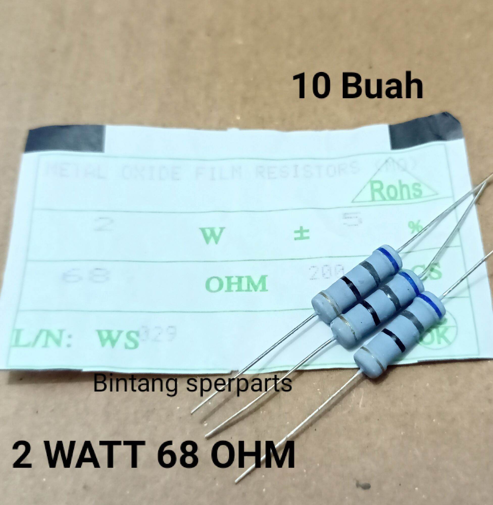 (10 BUAH) RESISTOR 2W 68 OHM 5% RESISTOR 2WATT 68 OHM RESISTOR 2 WATT ...