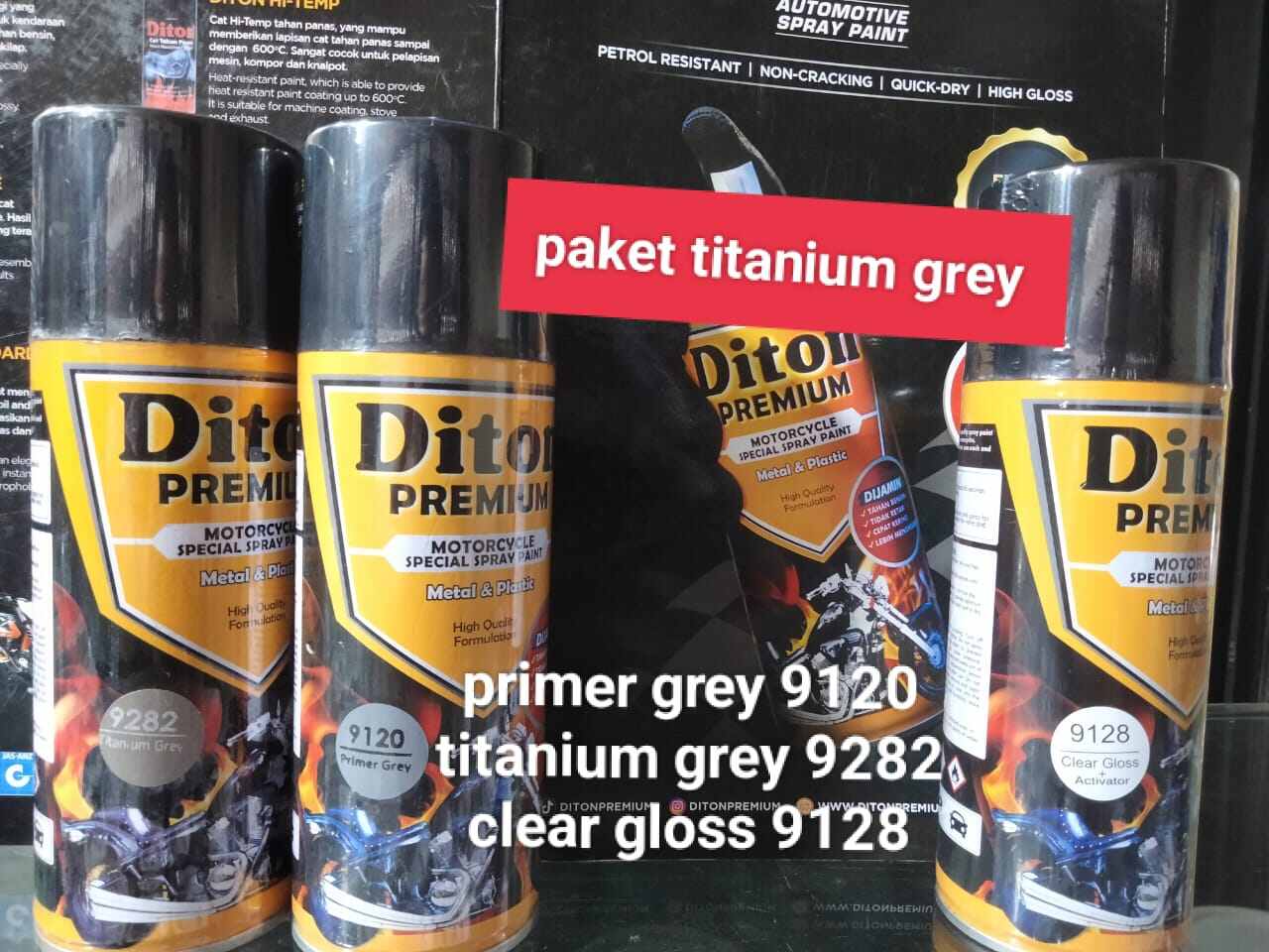CAT SEMPROT PILOK DITON PREMIUM PAKET TITANIUM GREY 9282- PRIMER GREY ...