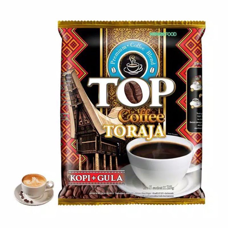 TOP COFFE TORAJA 12 X 25 GRAM / TOP TORAJA KOPI + GULA ISI 12 PCS ...