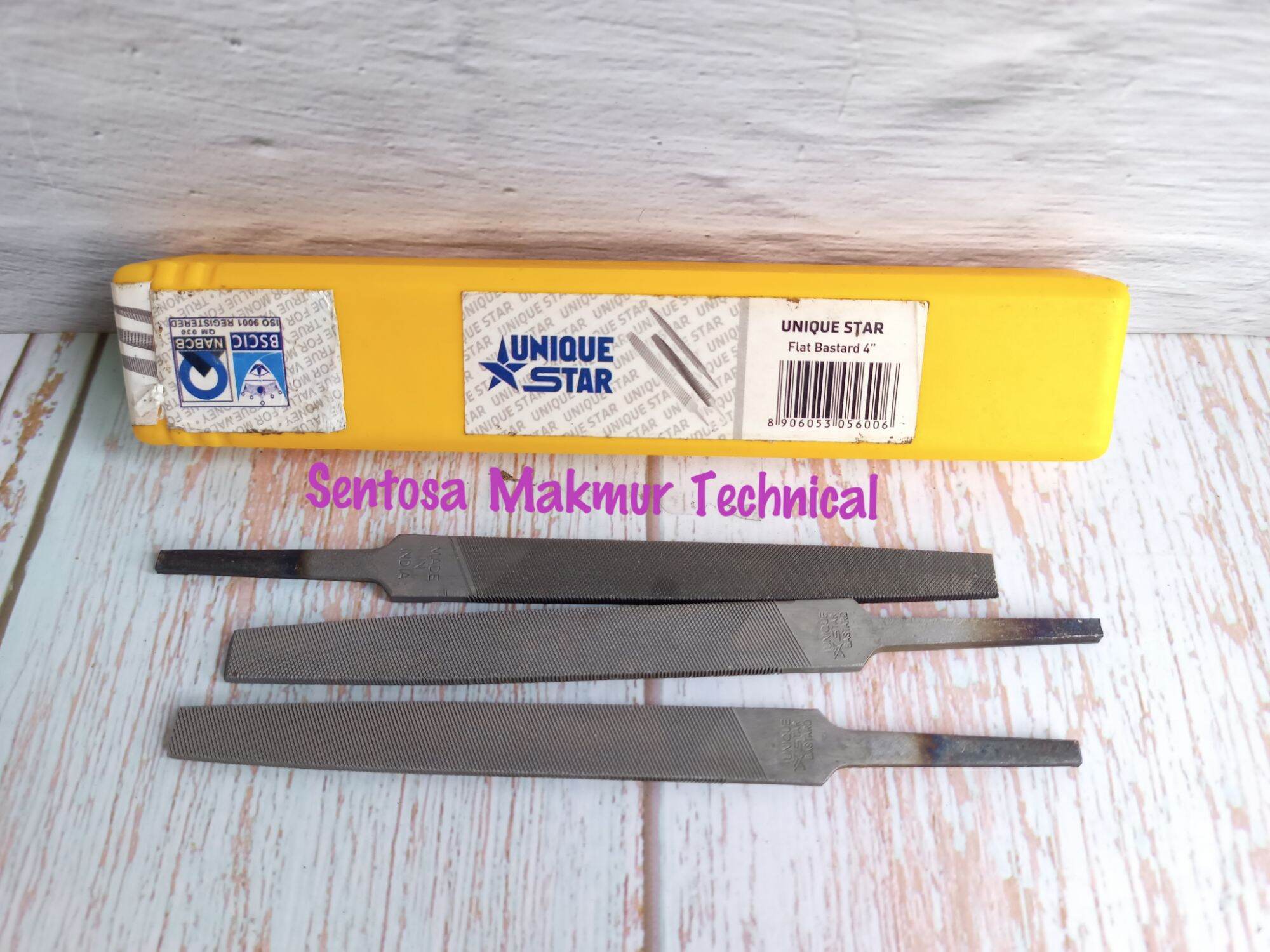 UNIQUE STAR 4" Kikir India Gergaji Besi Rata Lurus Flat-Bastard File 4 ...