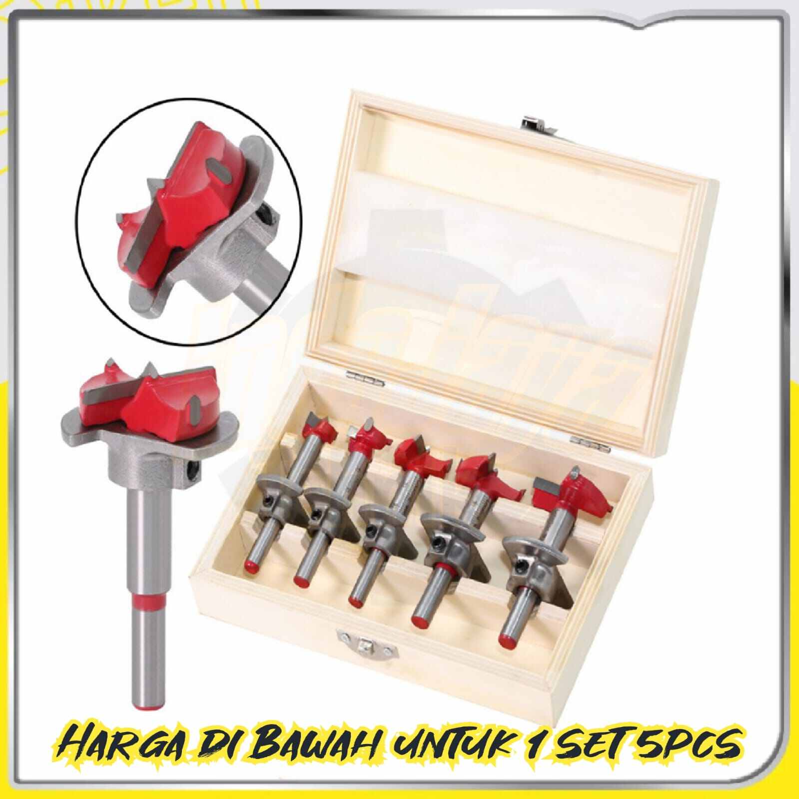 Set 5 Pcs Box Kayu Mata Bor Profil Kayu Tongue Groove Router Trimmer ...