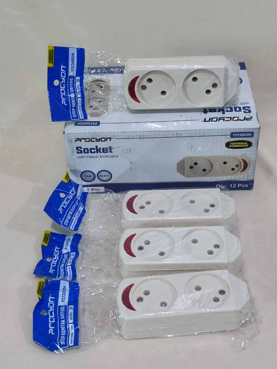 Paket 1Pak Isi 12 Pcs Stop Kontak 2Lubang Gepeng Terminal Kuningan ...