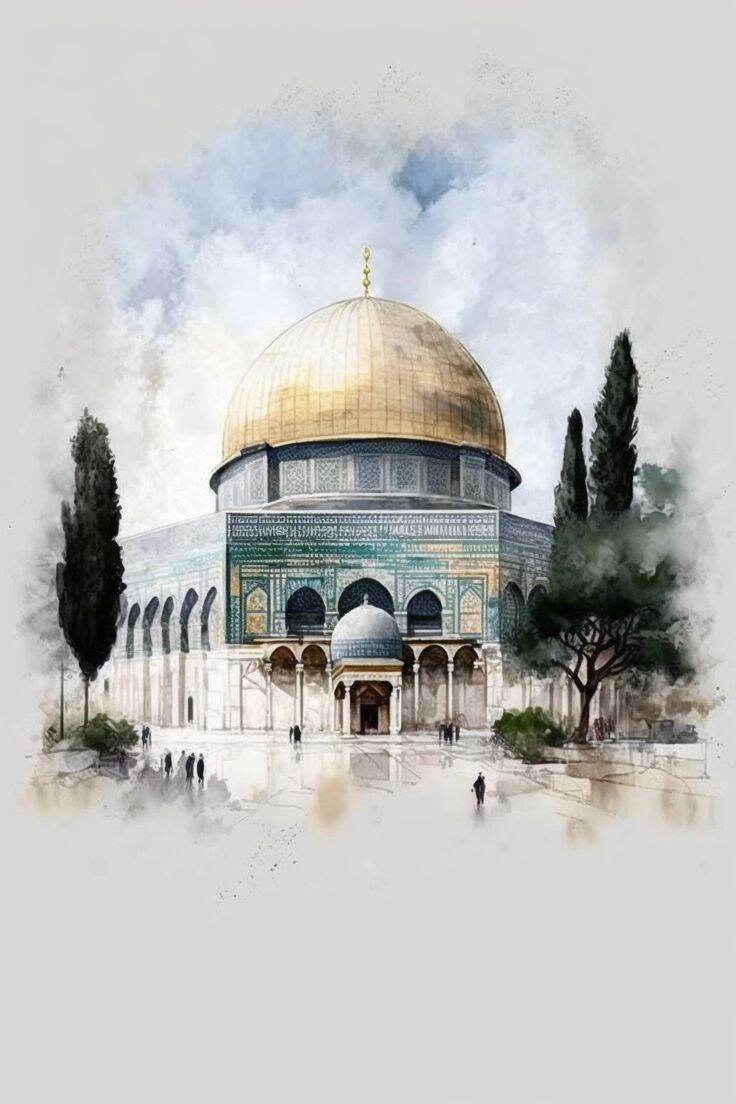 hiasan dinding lukisan cetak masjid Al Aqsa Palestina plus bingkai ...