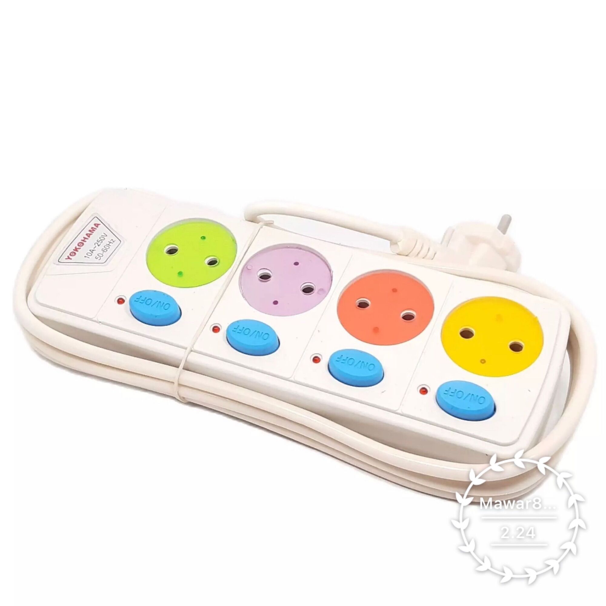 4 Lubang Colokan Soket 4 lubang - dengan 4 sakelar - kabel 1,8 m ...