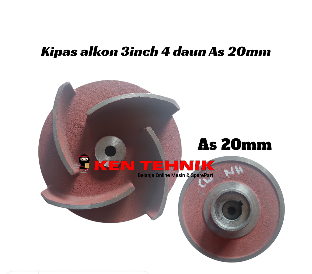 Kipas Impeller Pompa Alkon 3inch 4 Daun As 20mm | Lazada Indonesia