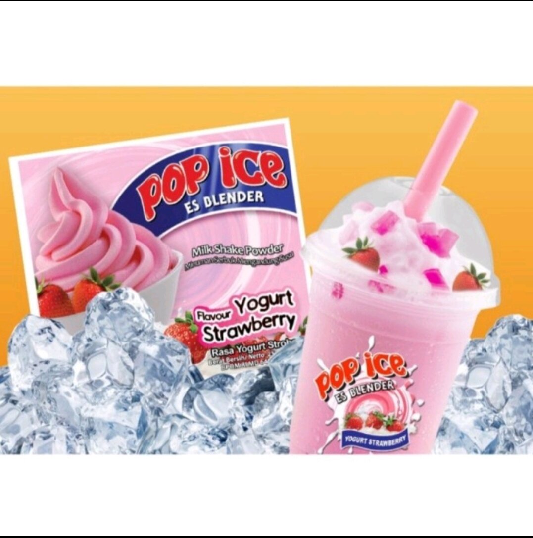 Pop Ice Es Blender Yogurt Strawberry Renceng 10 Pcs Sachet 25gram ...