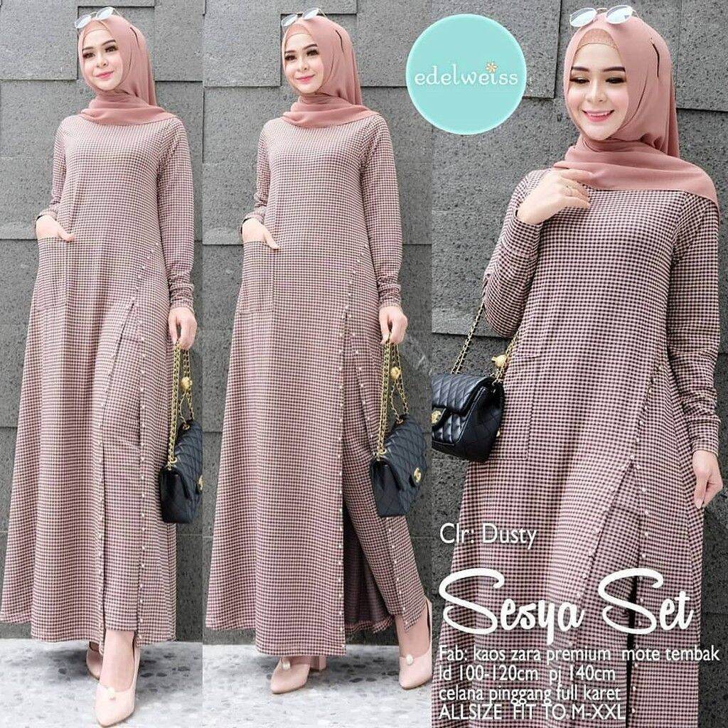 Setelan Muslimah Kaos Import Kessy Sesya Melsi Set by Edelweiss Hijab ...