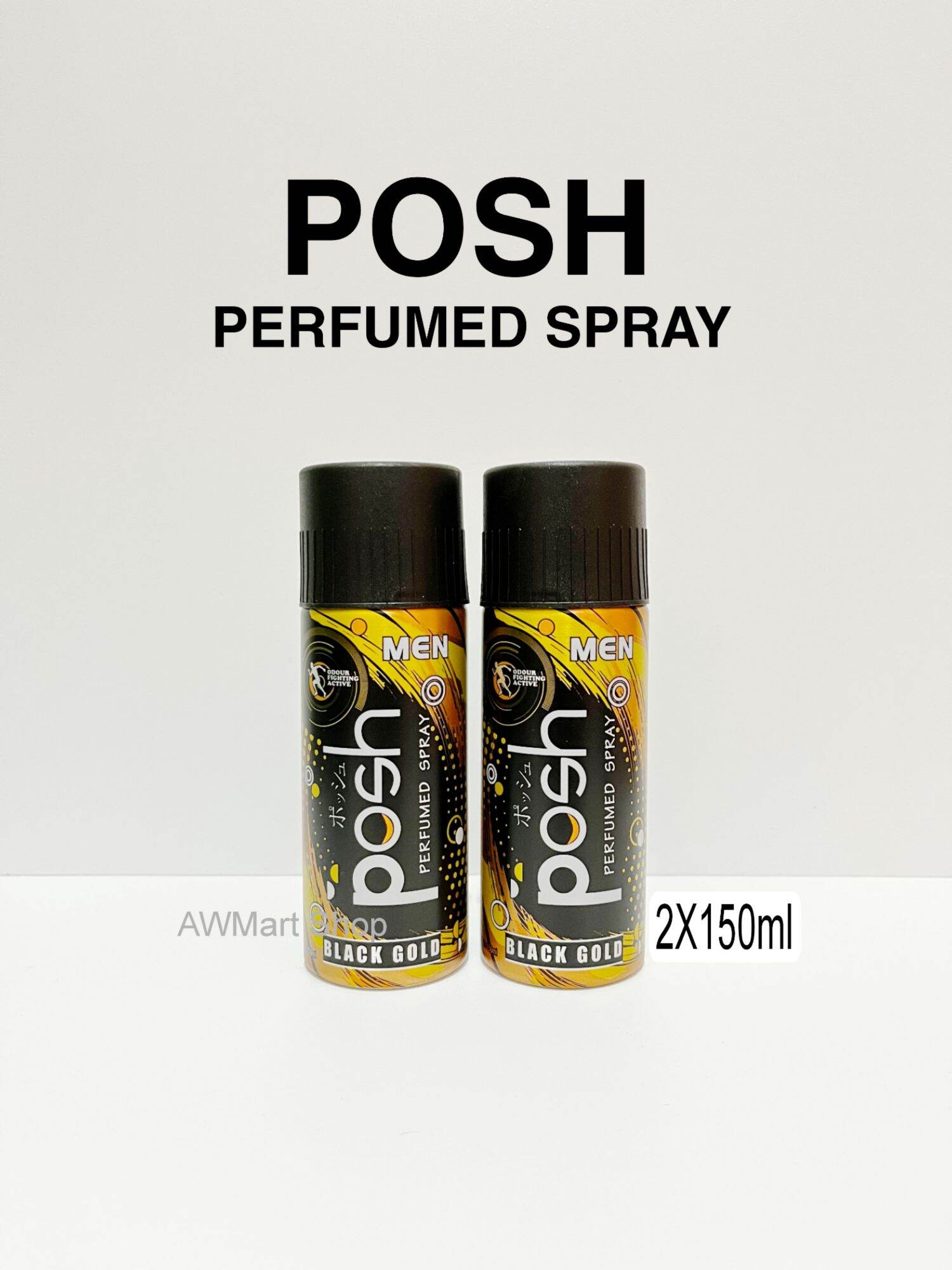 POSH Spray Cologne Men Black Gold Bottle - Isi 2X150ml | Lazada Indonesia