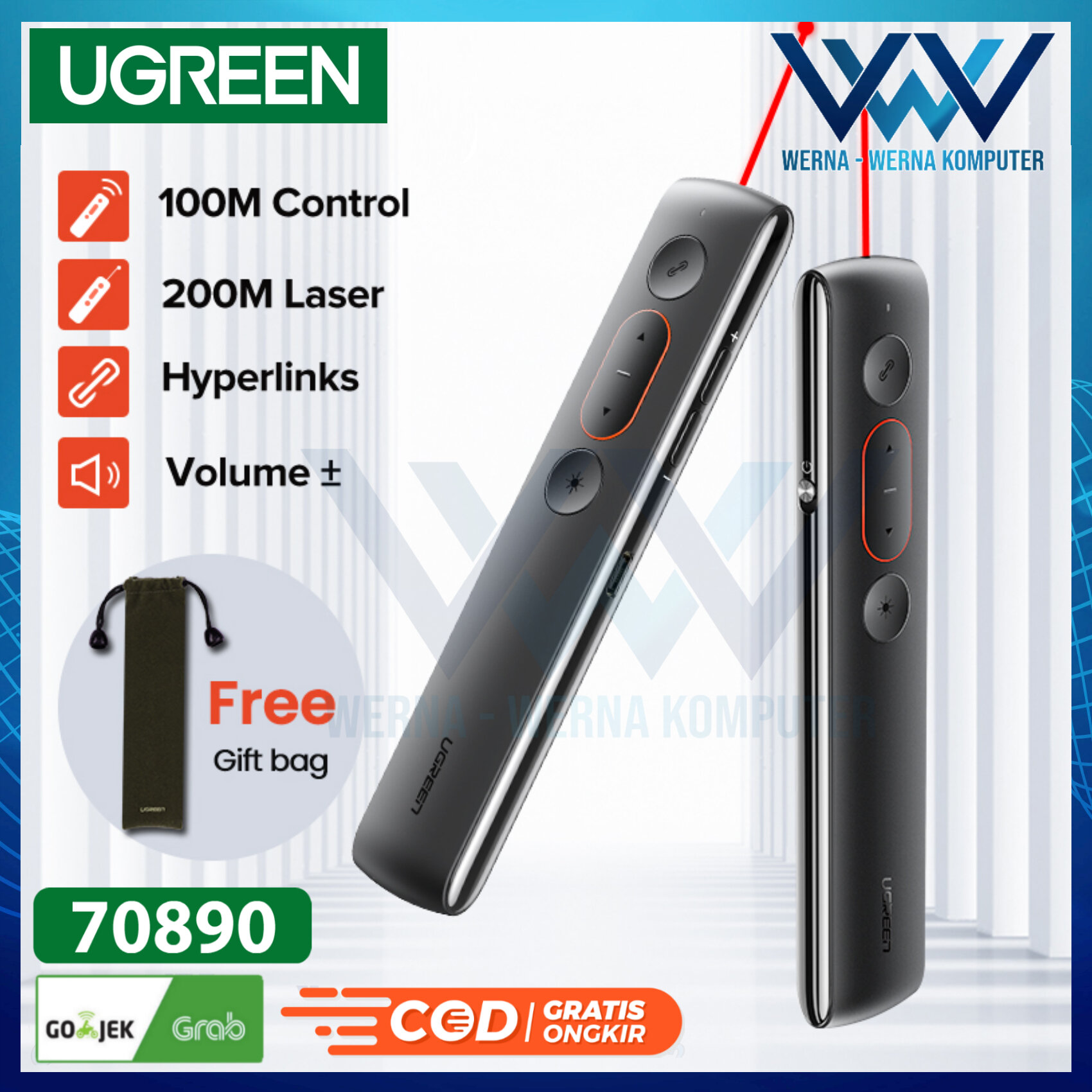UGREEN Wireless Laser Pointer Presenter without Battery BLACK - 60327 ...